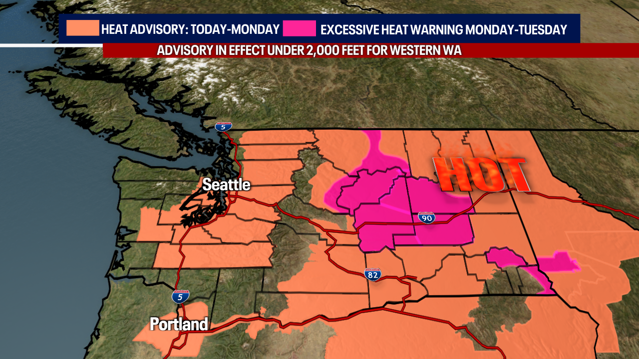 Seattle weather: Heat hangs on Monday with midweek thunderstorms | FOX ...