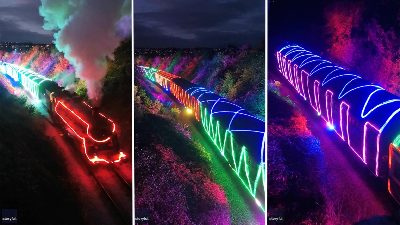 Watch: Train adorned with Christmas lights rumbles through southern ...