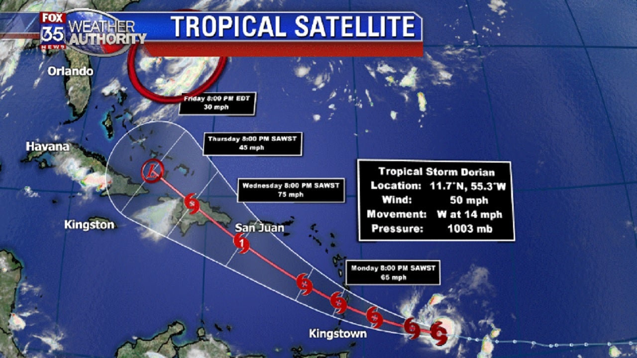 Tropical Storm Dorian could strengthen into a hurricane | FOX 51 ...
