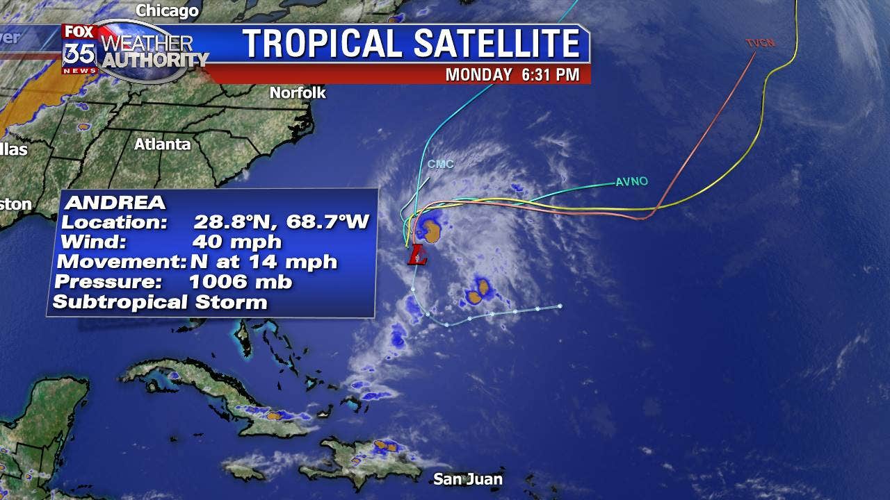 Subtropical Storm Andrea forms in Atlantic